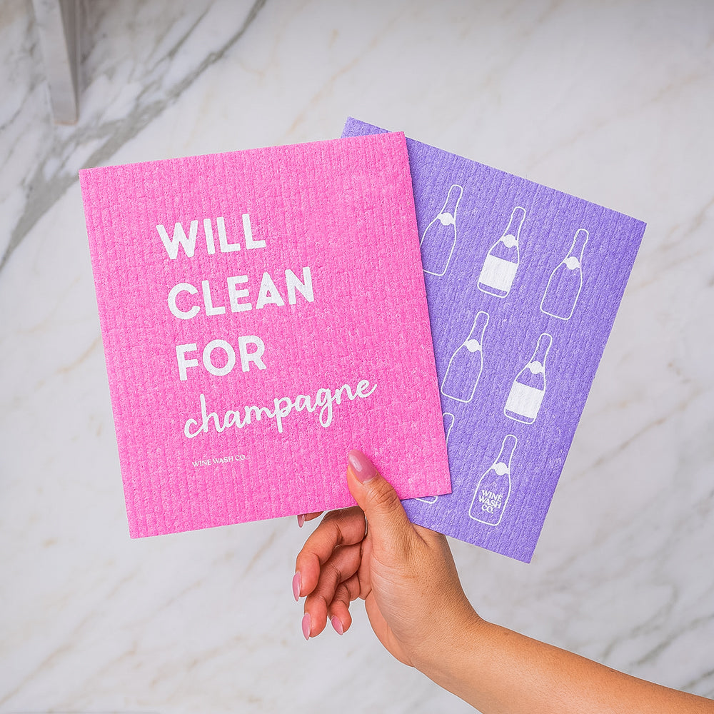 Champagne Lover Biodegradable Dish Cloths– Wine Wash Co.